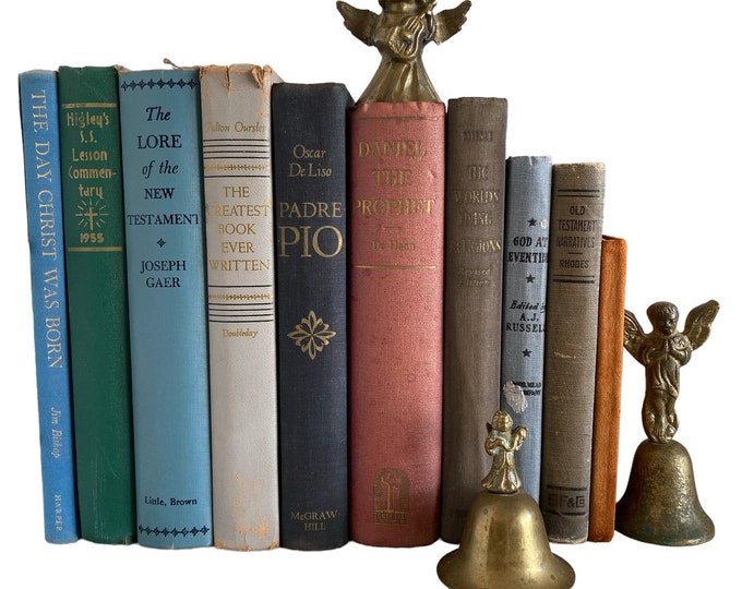Vintage and Antique Religious Books, Vintage Biblical Bookstack, Set of ...
