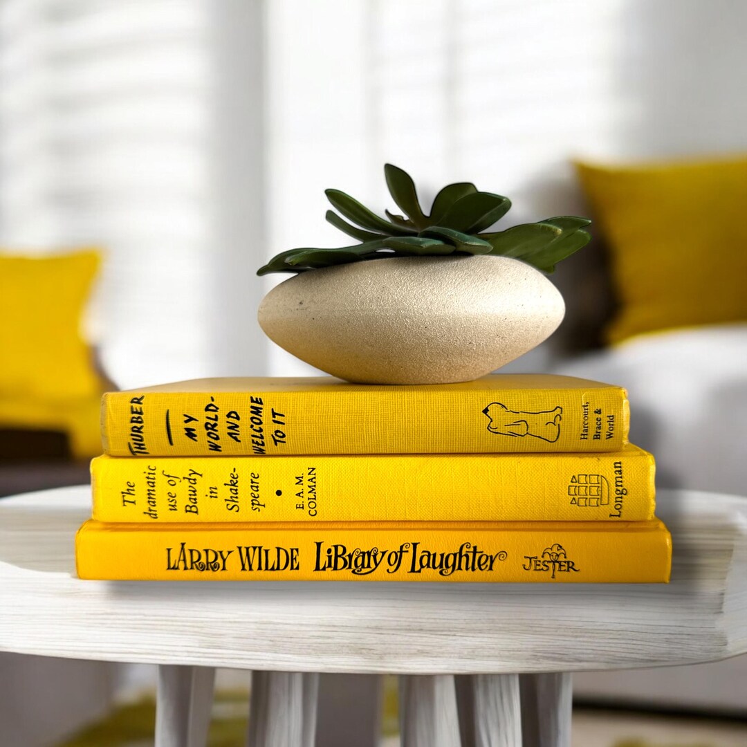 Vintage Yellow Books, Old Shabby Yellow Book Stack Collection, Books by ...