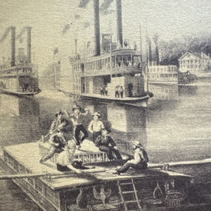 Vintage 1942 Currier & Ives Steamboat Art Lithograph Print Titled ...