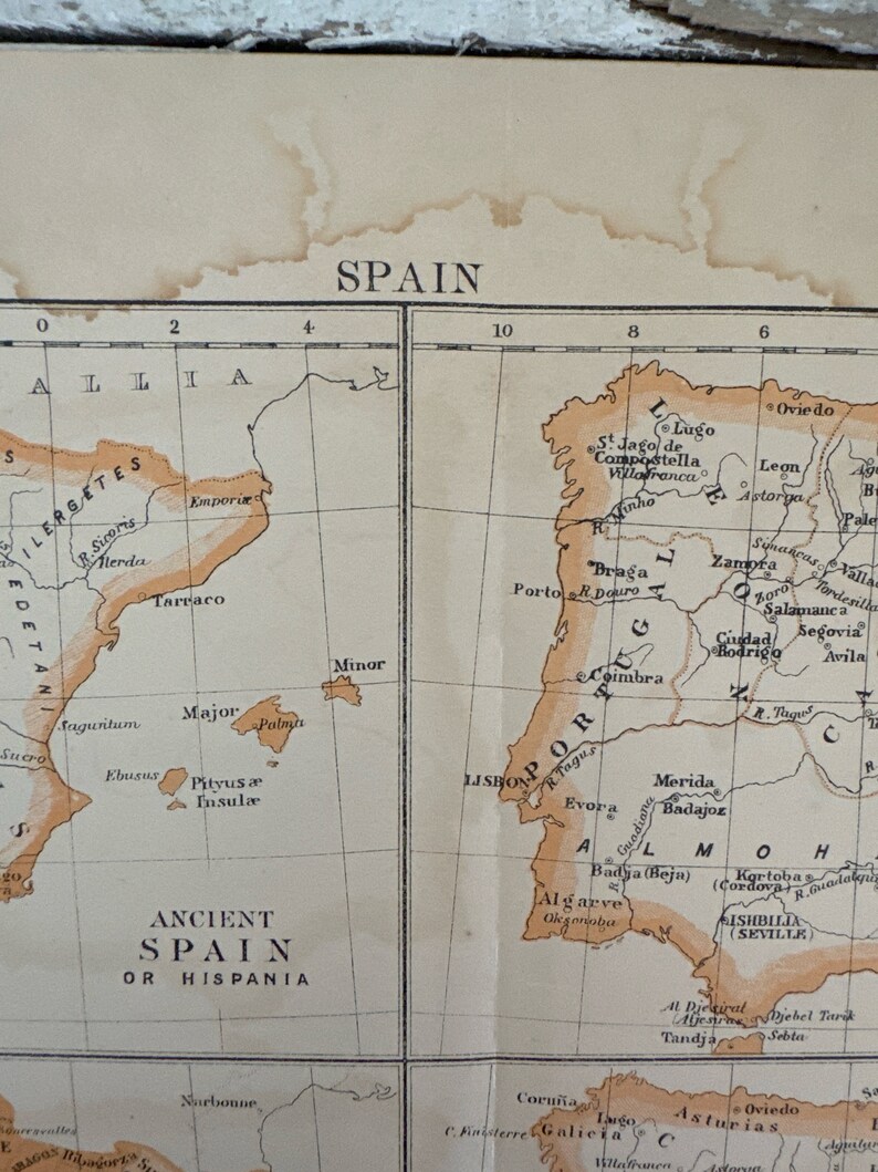 Antique Spain Map Print: 1891 Spanish Book Plate Art - Etsy