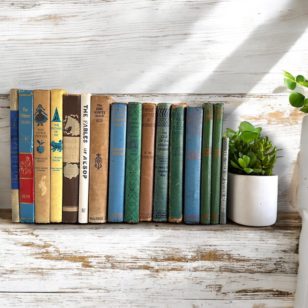 Vintage Children's Books Lot, Antique Kids Books Set of 16, Well Loved ...