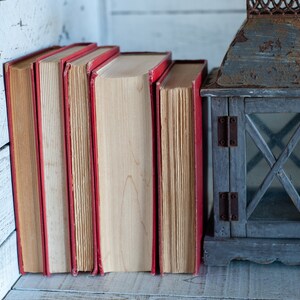 Vintage Red Books, Red Interior Decorations, Shabby Antique Red Book ...