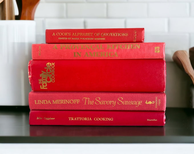 Red Cookbooks Set, Vintage and Modern Red Cook Books Collection ...