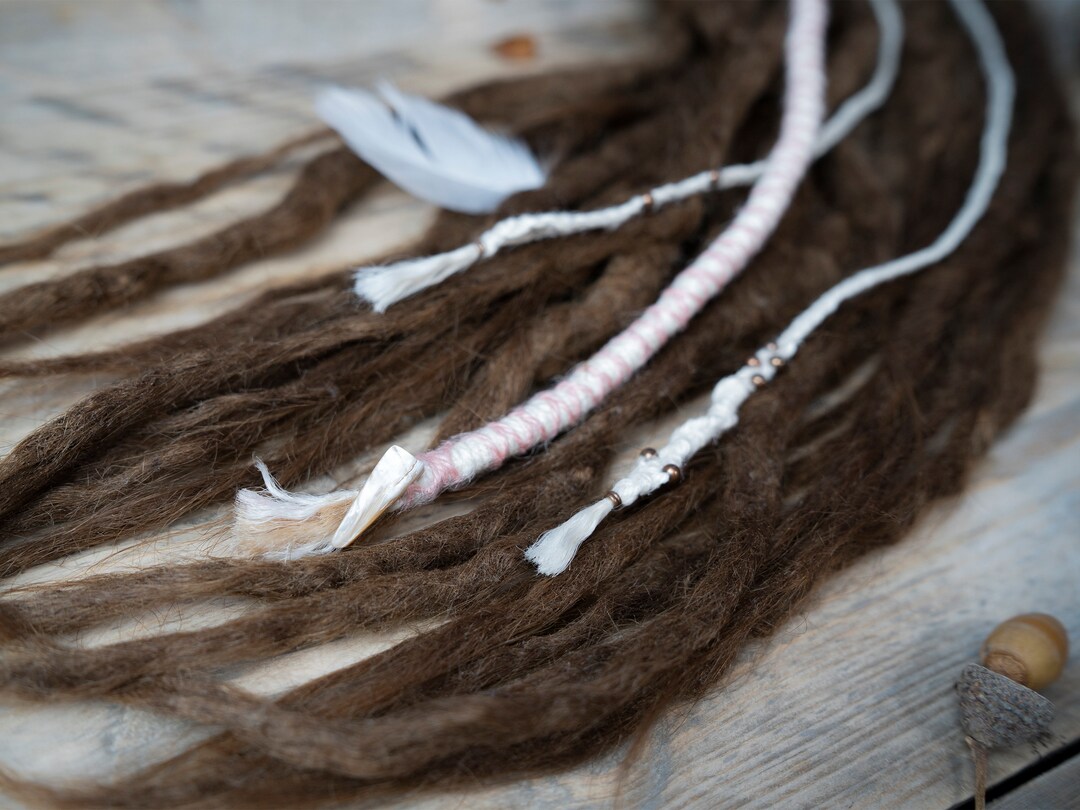 Natural Hair Jewelry Hemp Hair Wrap in White and Pink - Etsy