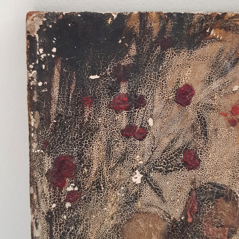 Rare Oil Painting on Board of Greek God Pan Playing Pipes to Nymph ...