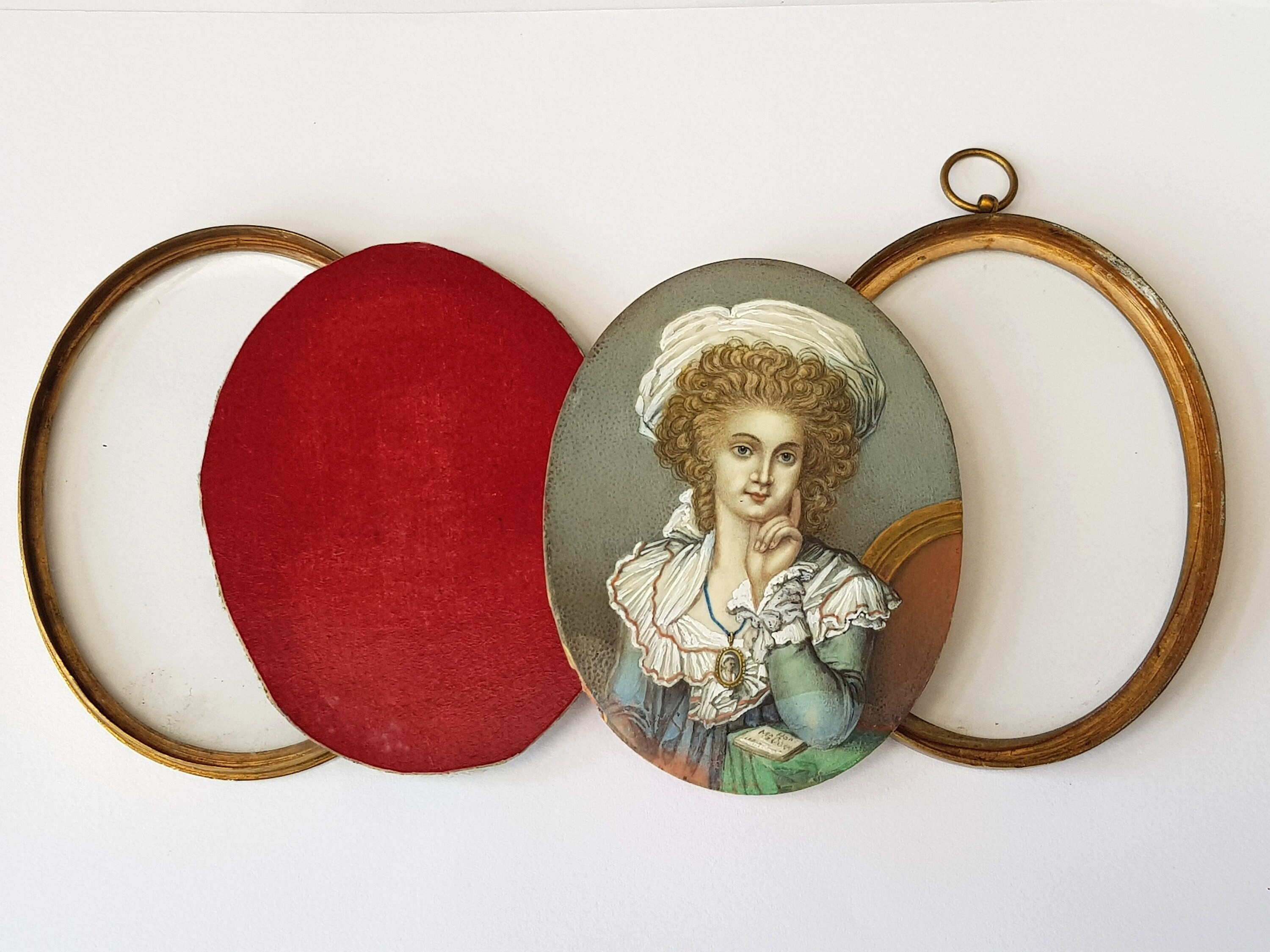Antique-rare and Superb Hand Painted Gouache Miniature Portrait of ...