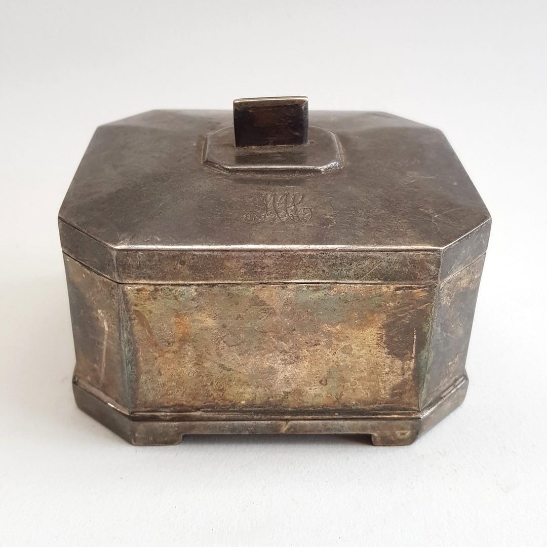 Rare Colonial Indian Sterling Silver Small Sized Tea Caddy Box Antique ...