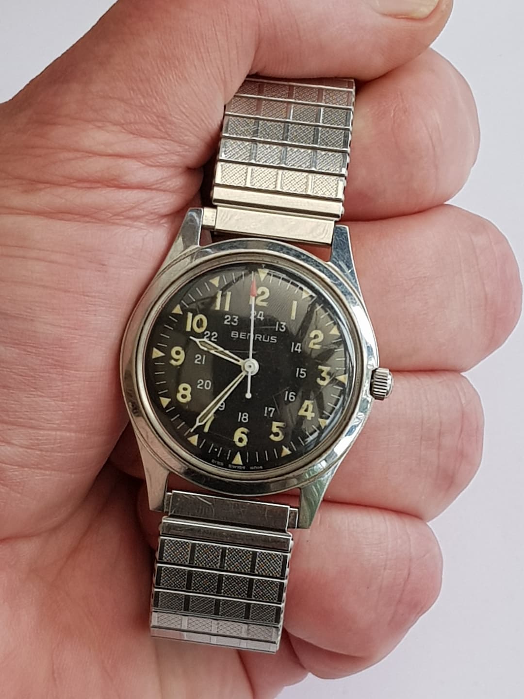 Benrus Bullitt Series 3061 Analogue Black Dial Bracelet Watch Gwo-circa ...