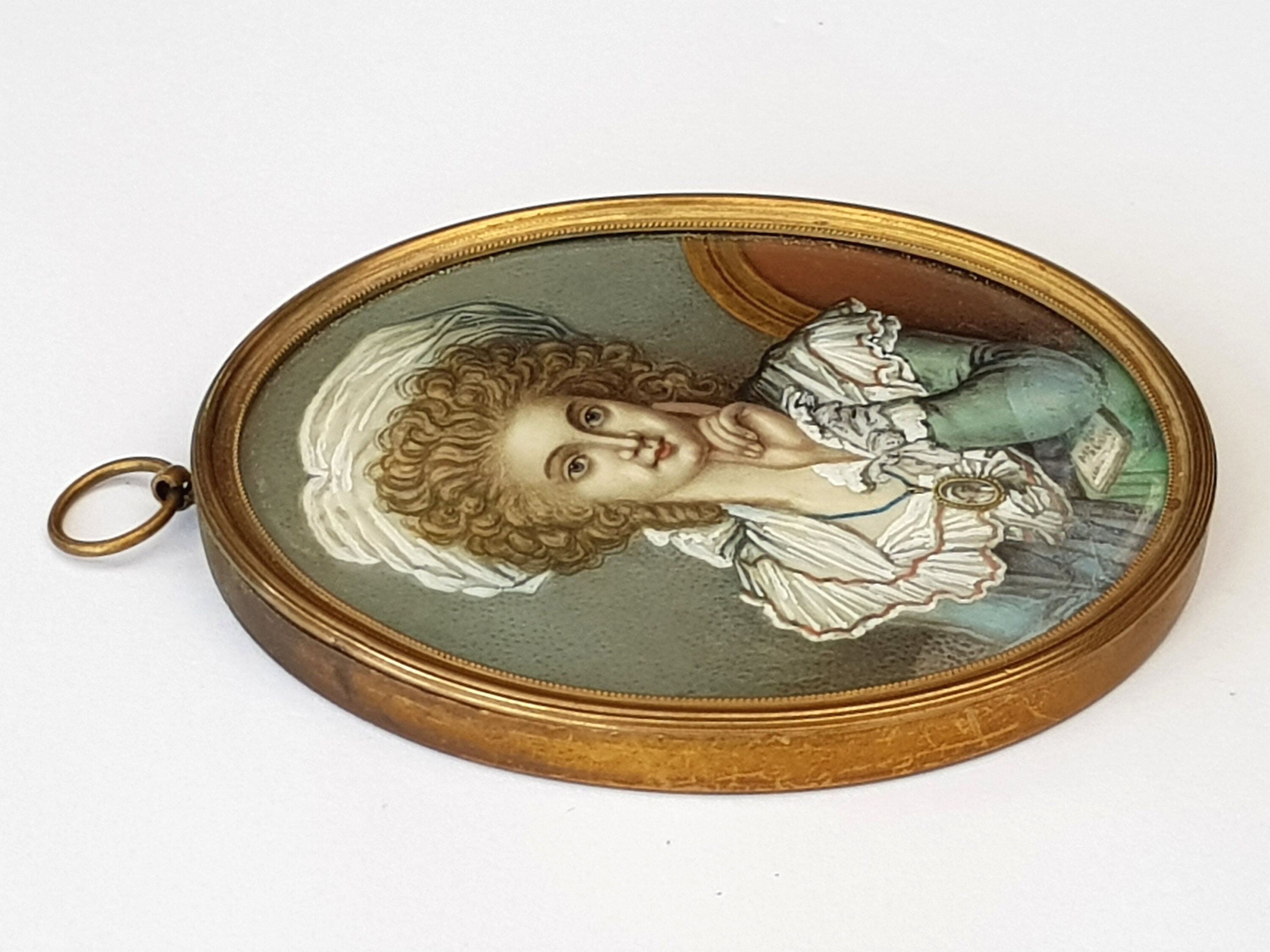 Antique-rare and Superb Hand Painted Gouache Miniature Portrait of ...