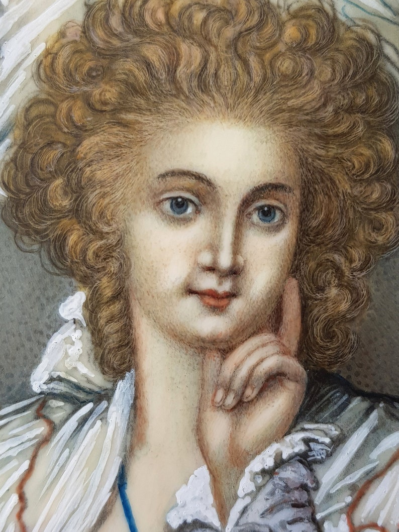 Antique-rare and Superb Hand Painted Gouache Miniature Portrait of ...