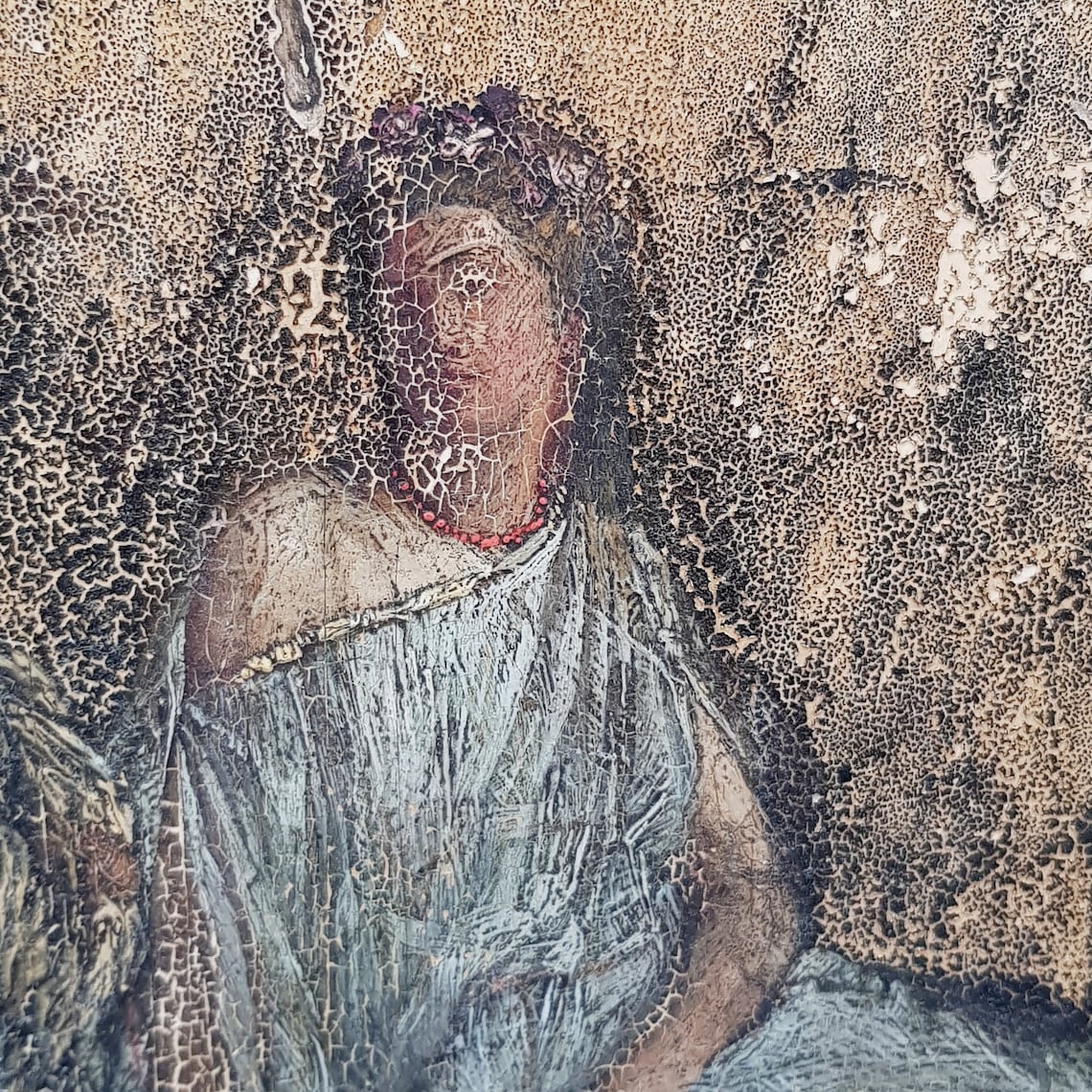 Rare Oil Painting on Board of Greek God Pan Playing Pipes to Nymph ...