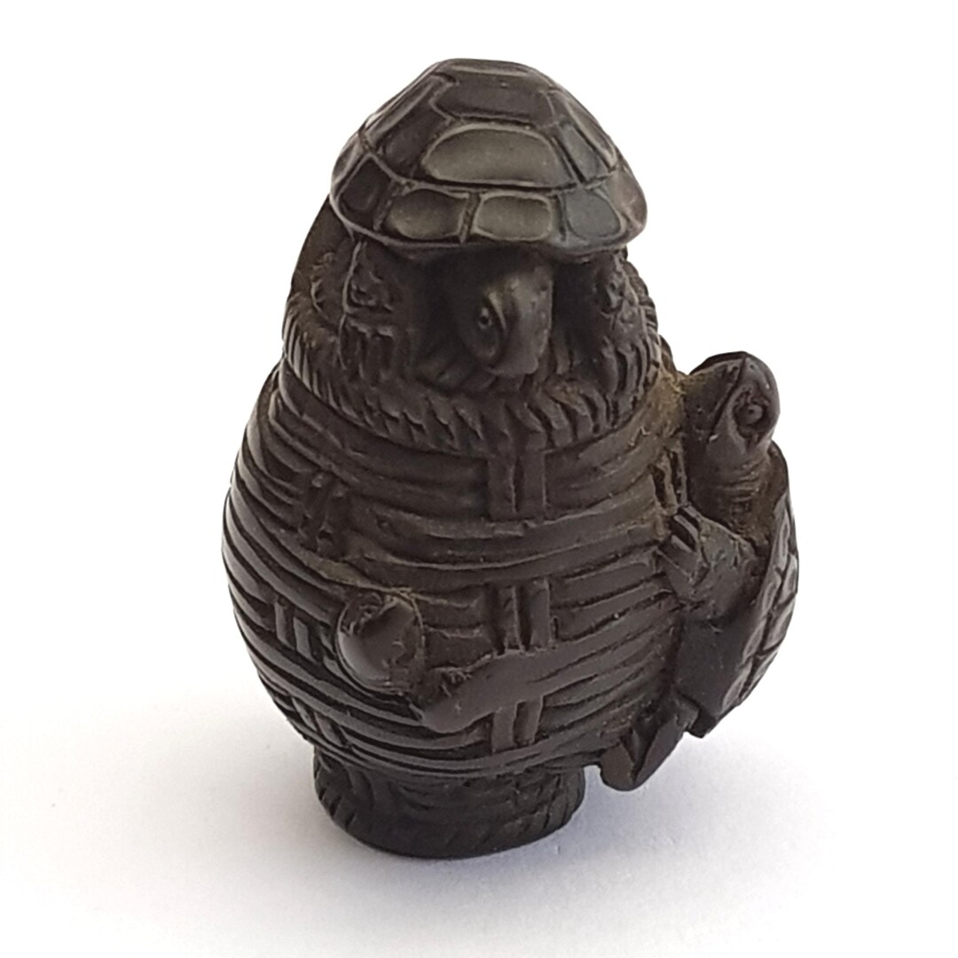 Hand Carved Wooden Netsuke of Turtles in A Basket Antique Japanese ...