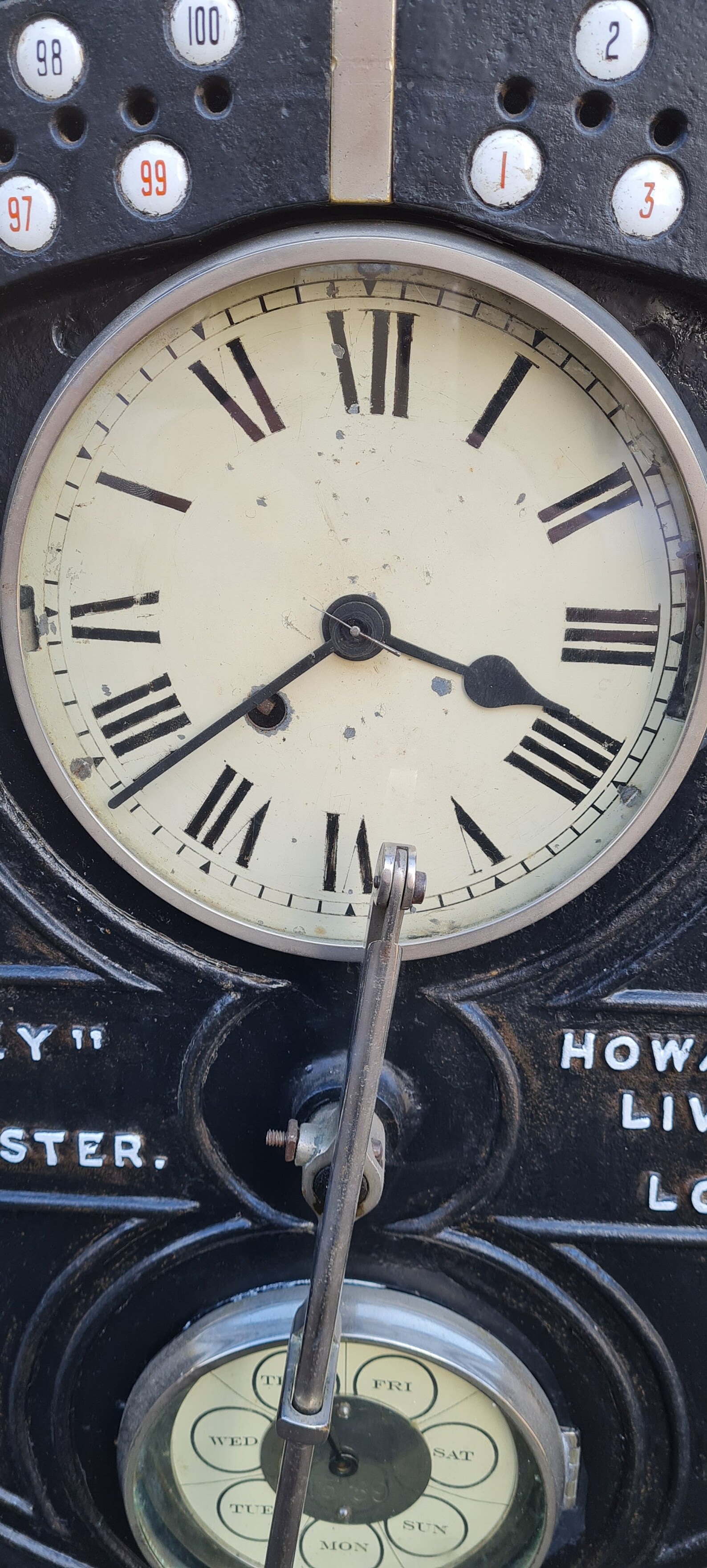 Antique-rare-the Dey Time Register Clock-howard Bros-liverpool & London ...