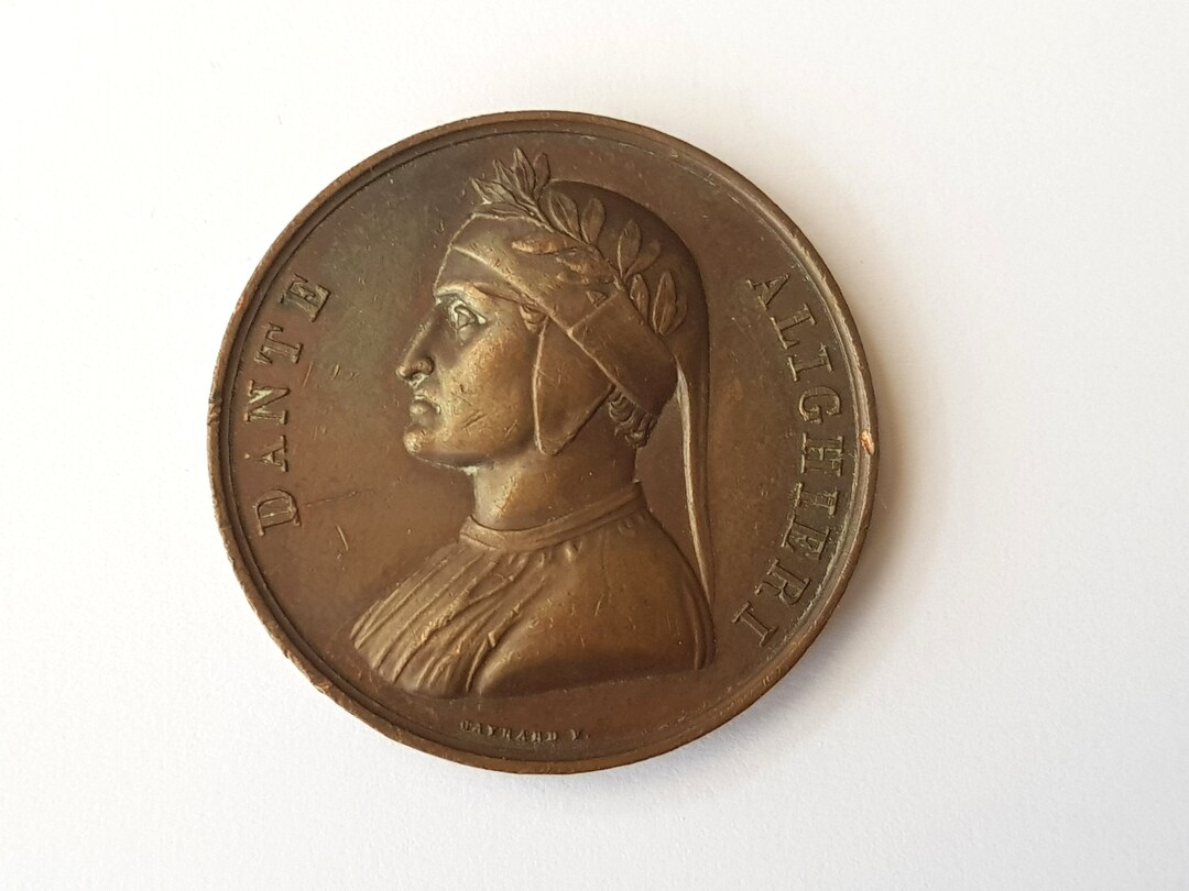 Antique-19th Century Bronze Medal-dante Aligheri-series Numismatica ...