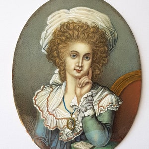 Antique-rare and Superb Hand Painted Gouache Miniature Portrait of ...