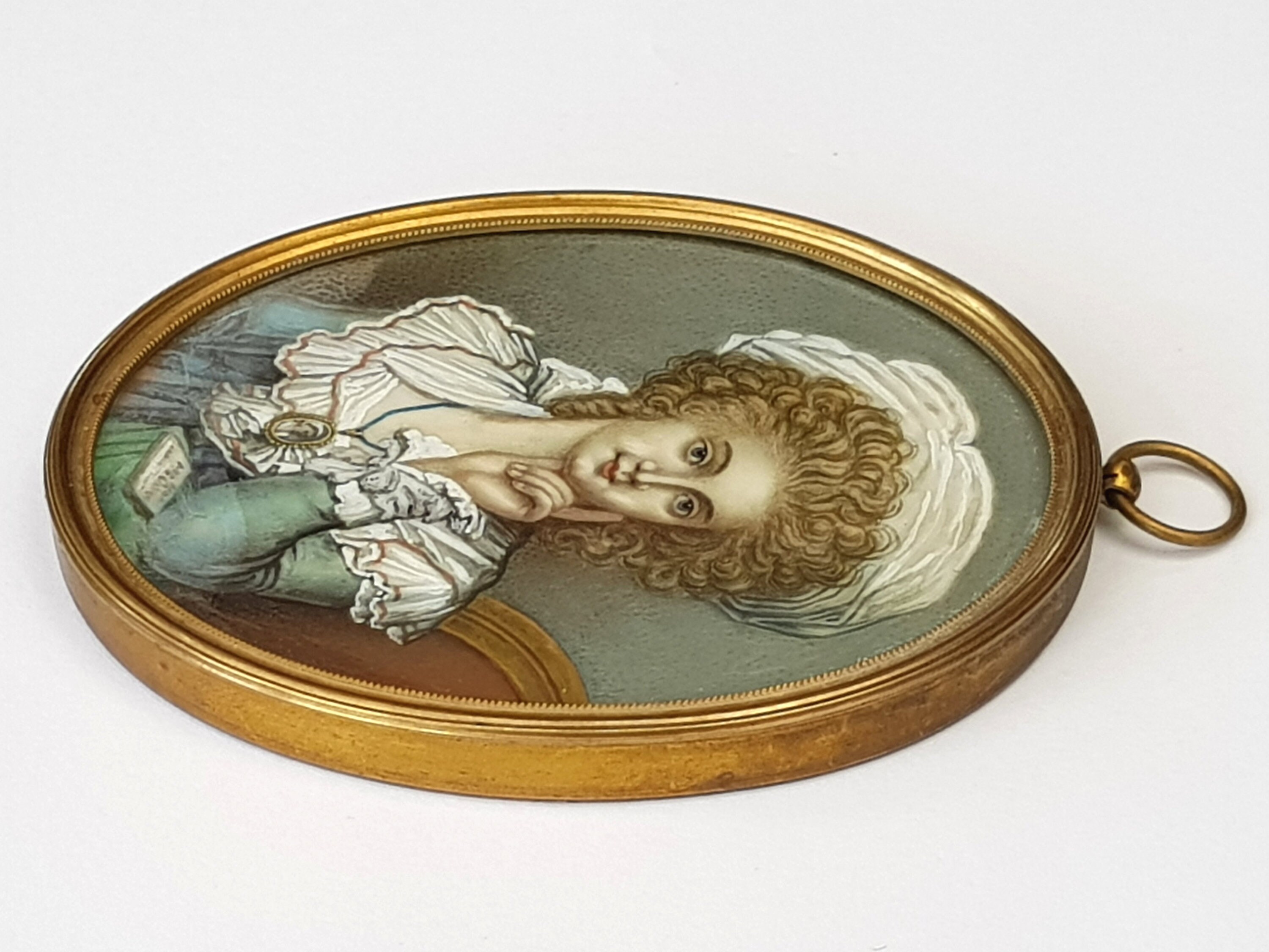 Antique-rare and Superb Hand Painted Gouache Miniature Portrait of ...
