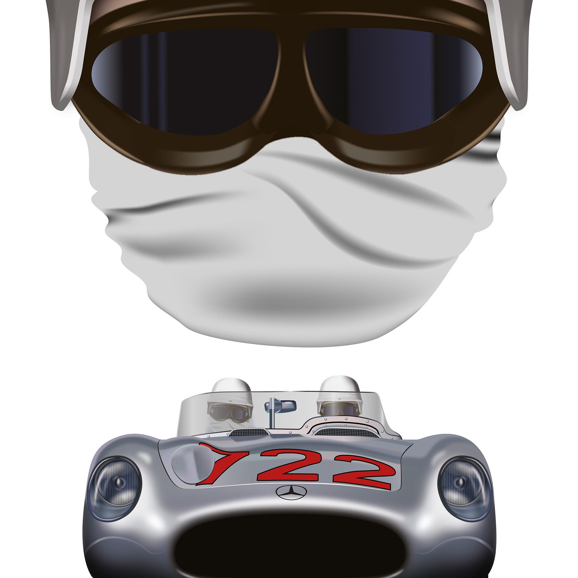 Stirling Moss Helmet and Car From 1955 F1 Grand Prix Wall - Etsy UK