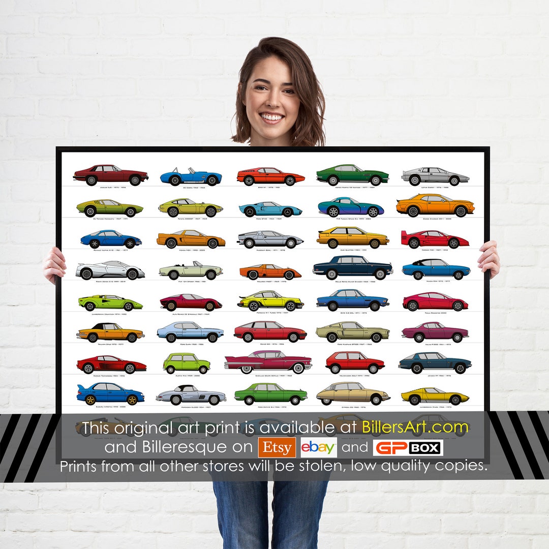 Super Car Collection Poster Print Historic Wall Art Car Poster ...