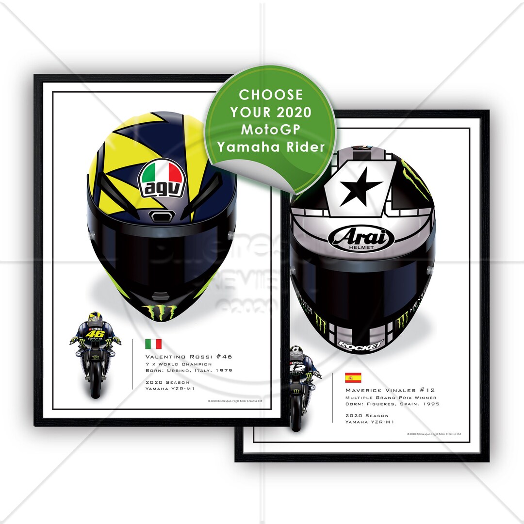 Motogp 2020 Riders Helmets Valentino Rossi or Maverick Vinales Poster ...