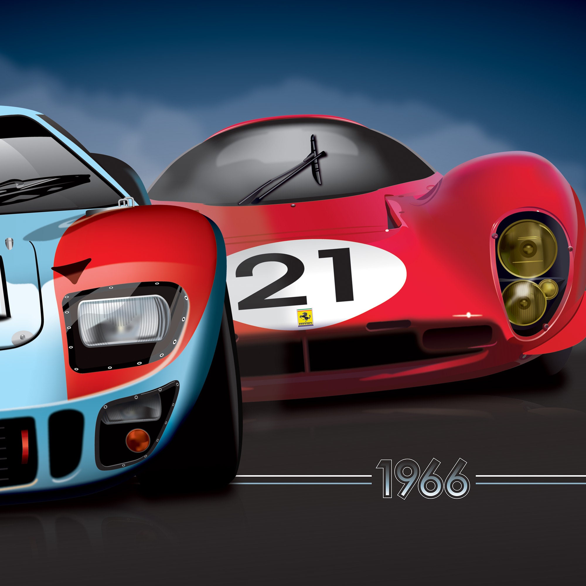 Le Mans 1966 Poster Ford GT40 and Ferrari 330 P4 Endurance Racing Cars Wall Art Ken Miles Etsy Ireland