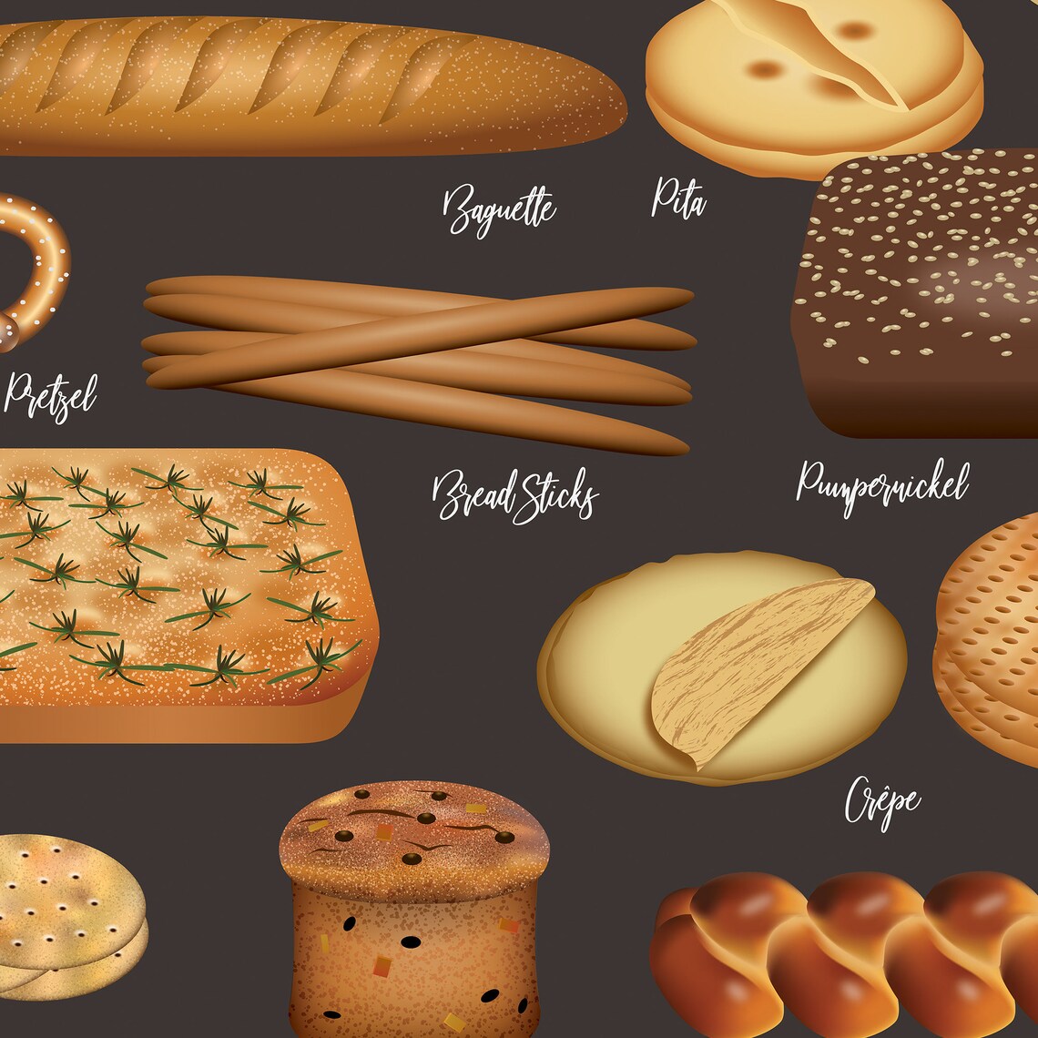 Bread Poster Great World Bread Poster. Kitchen Poster Wall - Etsy