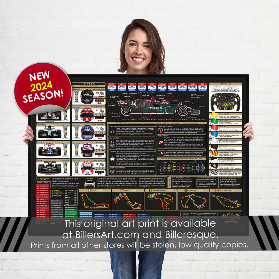 Formula 1 2024 Information Print Formula 1 Poster F1 Gift Statistics ...