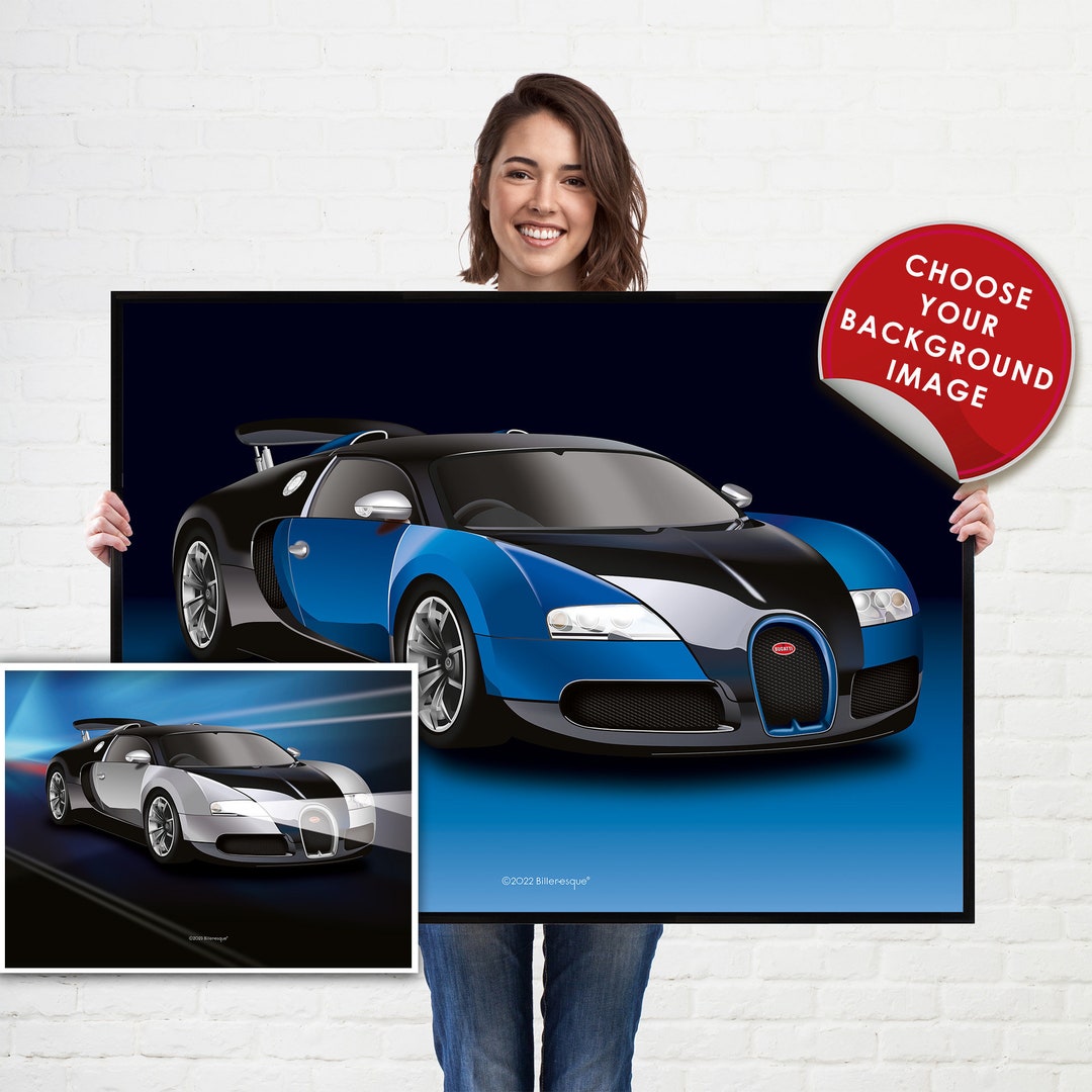 Super Car Bugatti Veyron Poster Super Fast Sports Cars Poster Wall Art ...