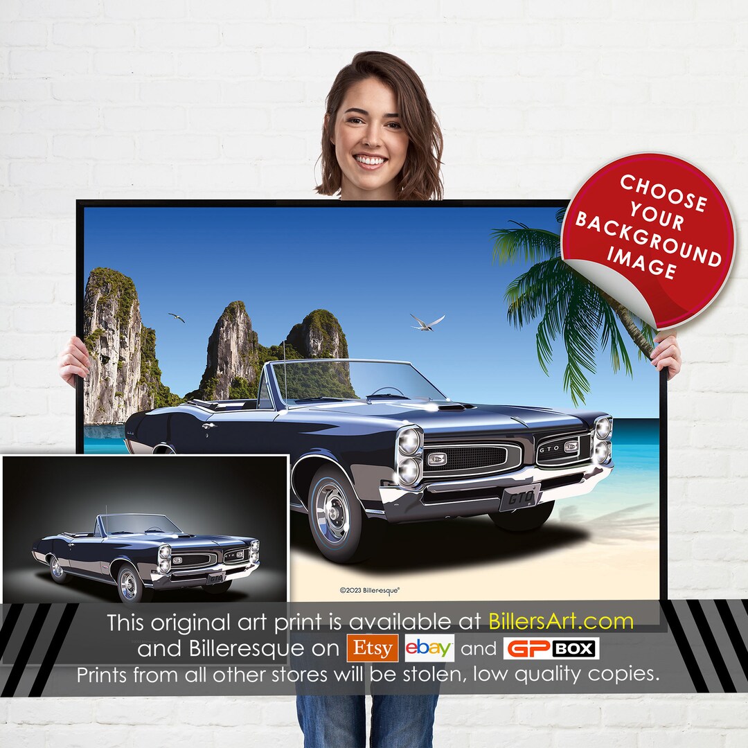 Pontiac GTO American Muscle Car Poster US 1966 Classic Supercars Poster ...