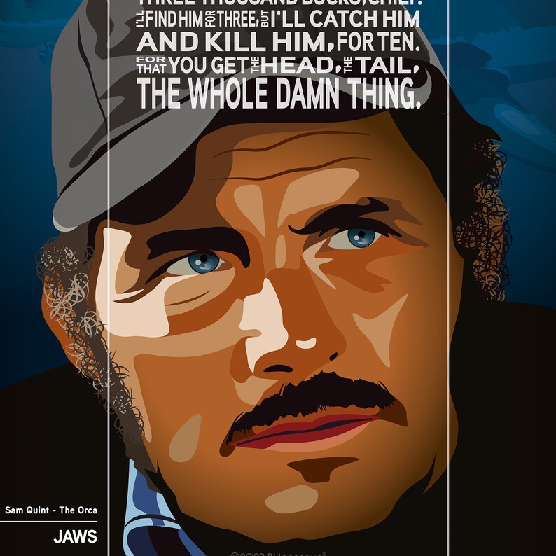 Jaws Movie Poster Sam Quint Quote Wall Art Film Poster - Etsy