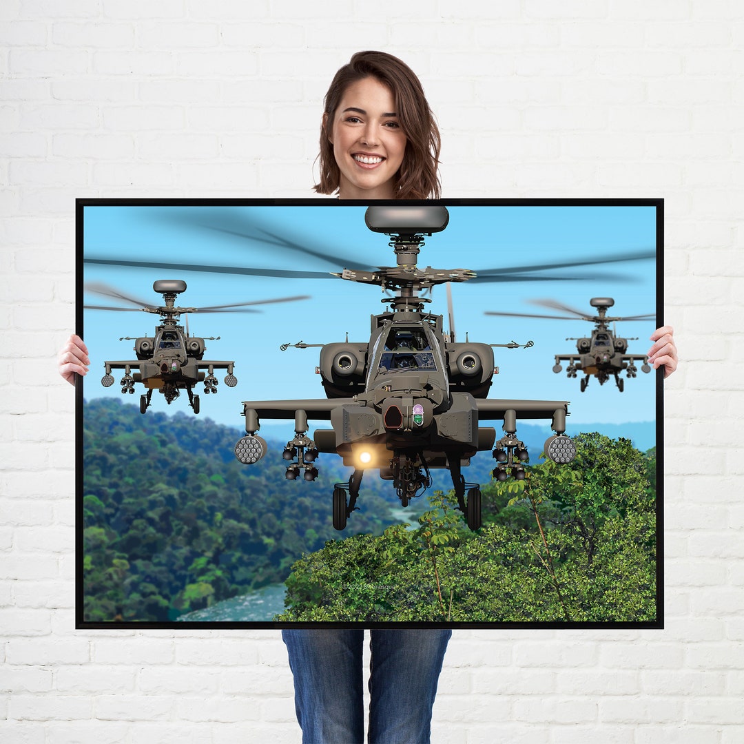 Apache Gunship Helicopter Poster Aircraft Poster Wall Art - Etsy UK
