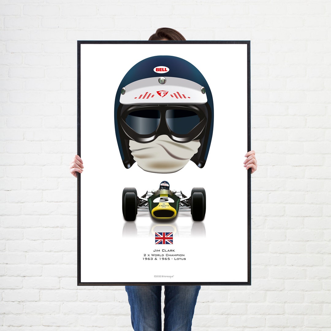 Jim Clark Helmet Poster 1965 F1 Grand Prix Champion Wall Art Poster ...