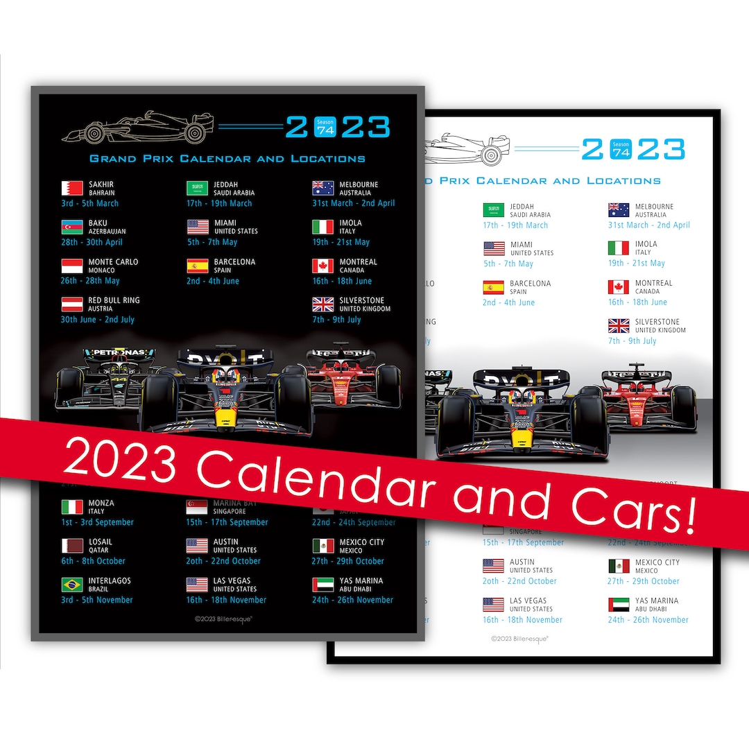 Formula 1 2023 Fixtures Dates and 3 Cars F1 Poster Grand - Etsy UK