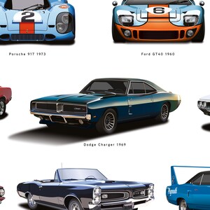 Car Collection Poster Racing Cars Formula 1 Cars Muscle - Etsy UK
