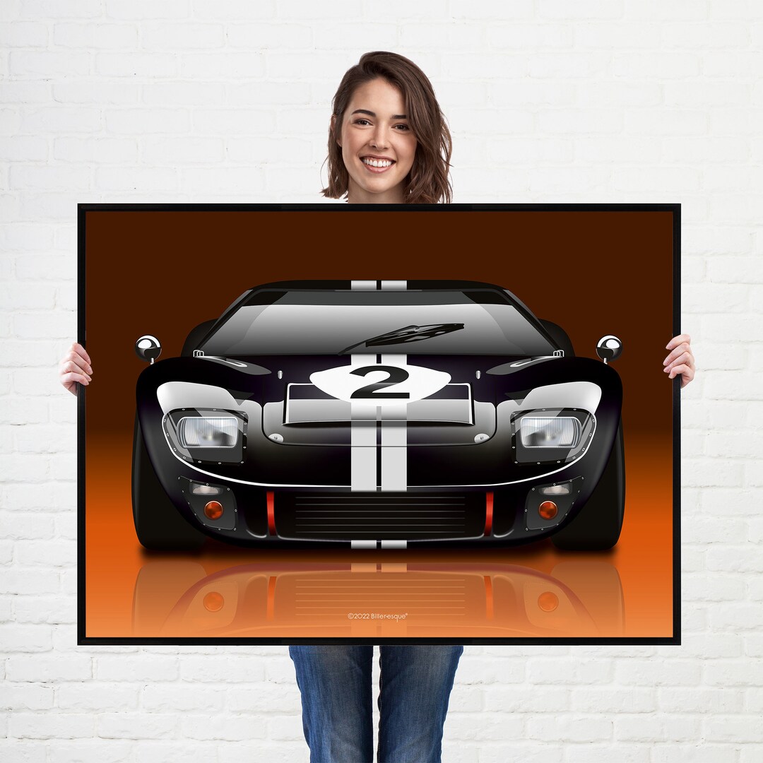 Ford GT40 Poster 1966 Black Edition Le Mans Racing Car Poster GT40 Gulf ...
