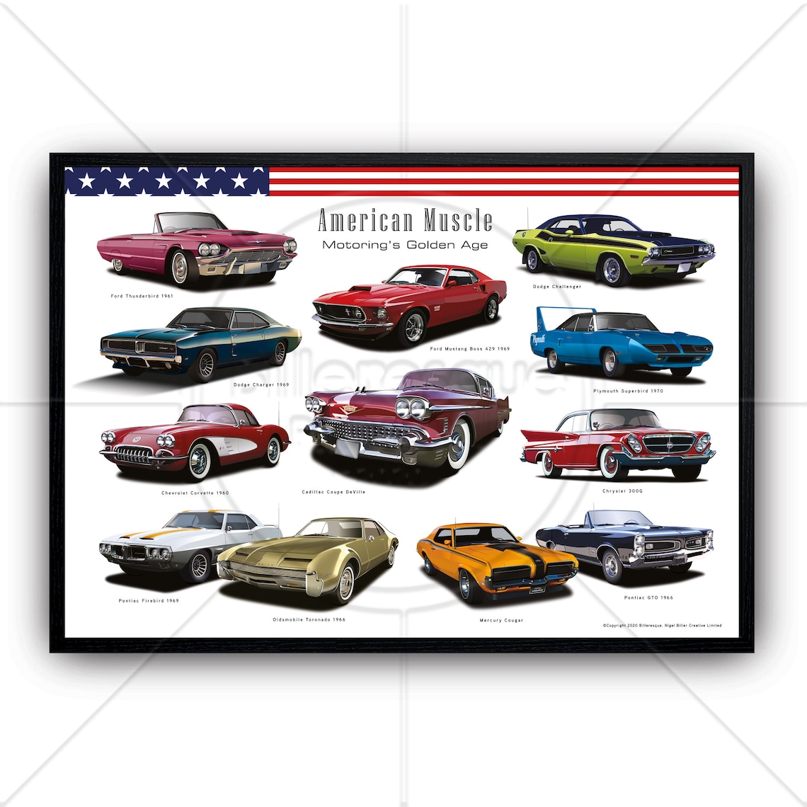 American Muscle Car Poster US 1960s Classic Super Cars Poster | Etsy