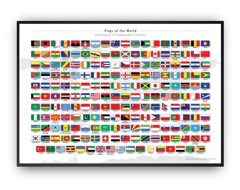 Laminated WORLD FLAGS Children Kids Learning Educational School Type ...