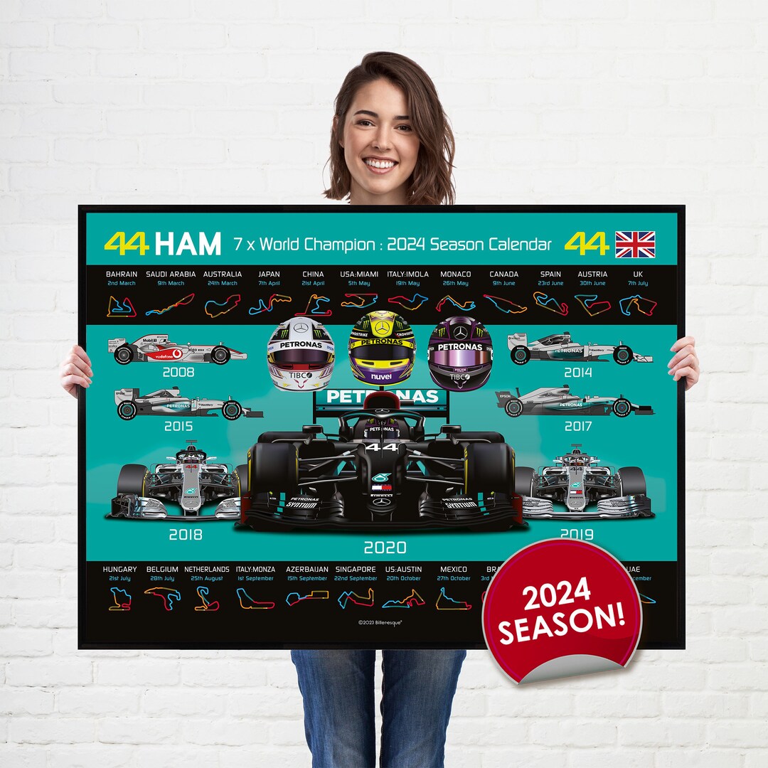Formula 1 2024 Lewis Hamilton Detailed Season Dates Wall Calendar F1 ...