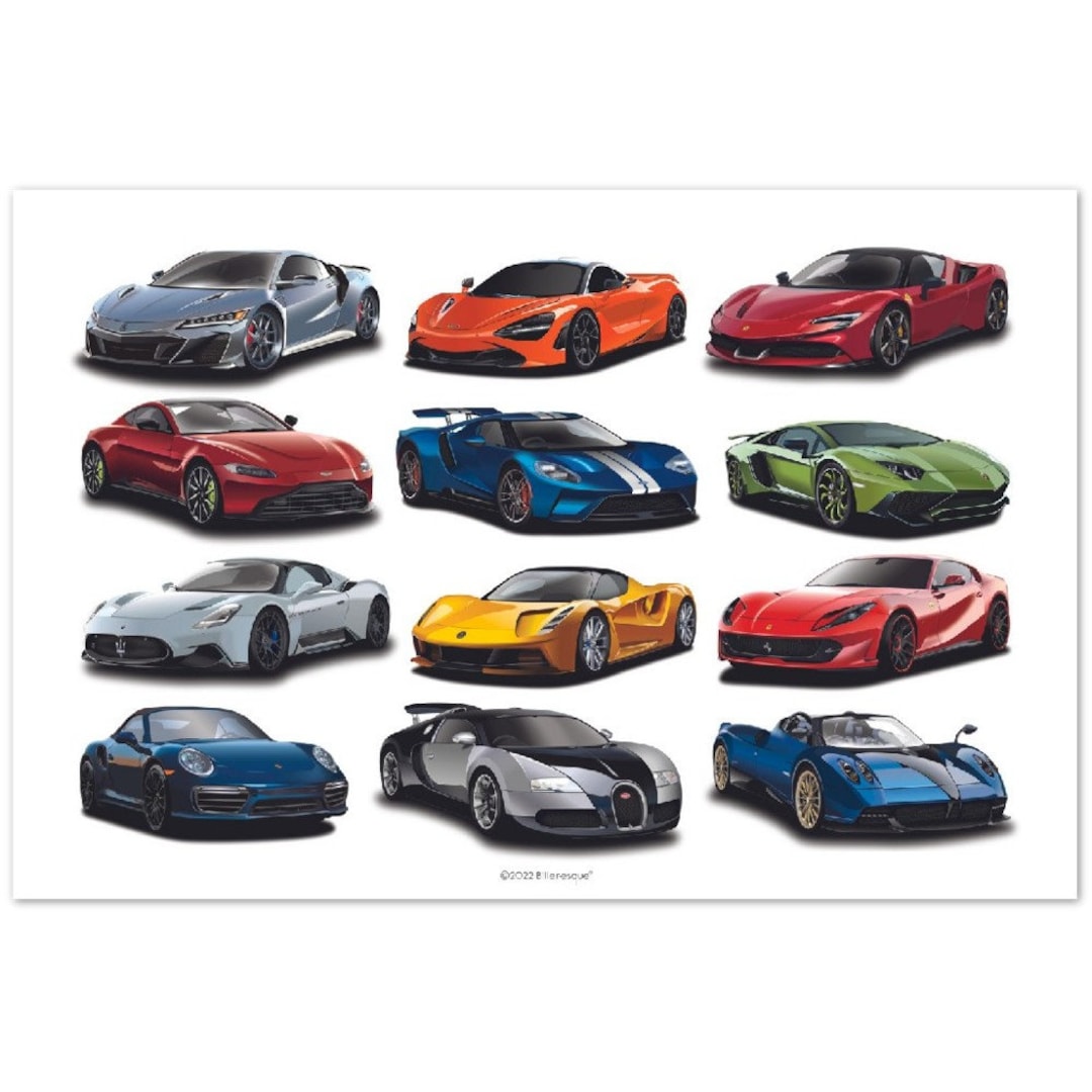 Supercars Poster Supercars Fast Sports Cars Super Car Poster Wall Art ...