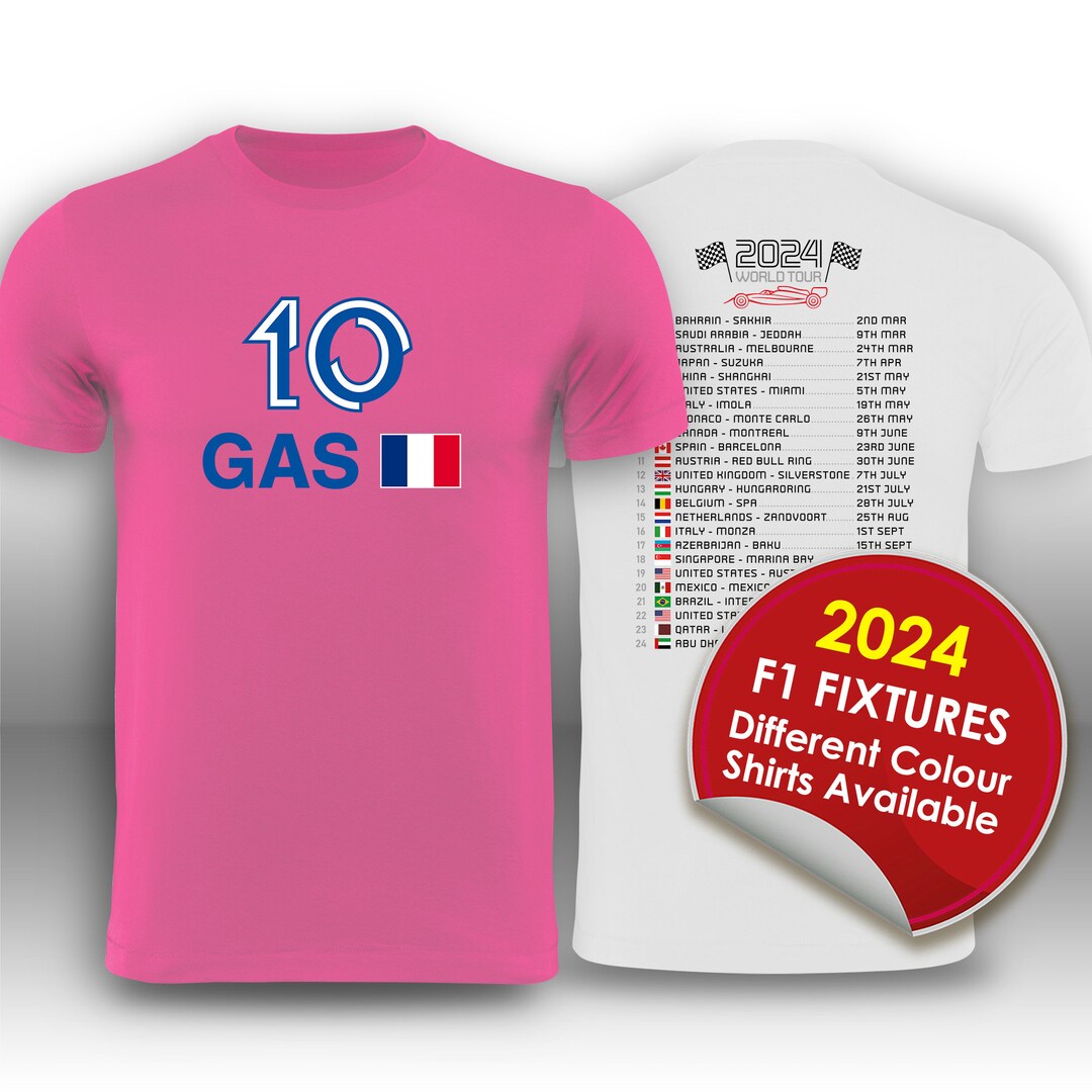 Pierre Gasly 2024 Race Calendar Formula 1 F1 T-shirt Plain - Etsy