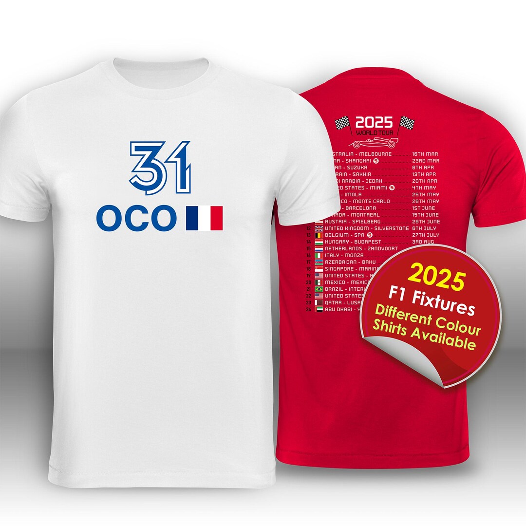 Esteban Ocon 2025 Race Calendar Formula 1 F1 T-shirt - Etsy