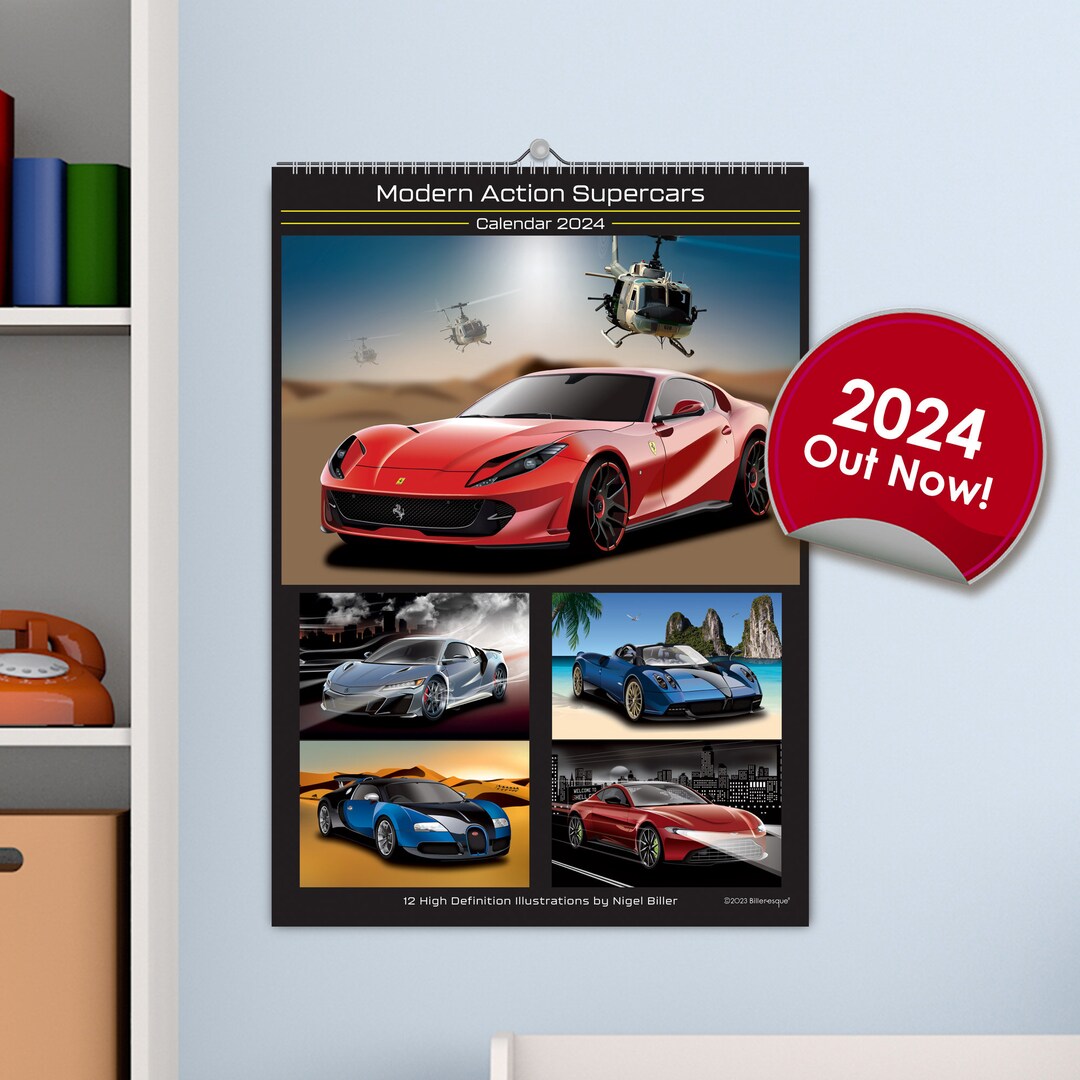 Supercar 12 Month 2024 Calendar on Dynamic Backgrounds - Etsy