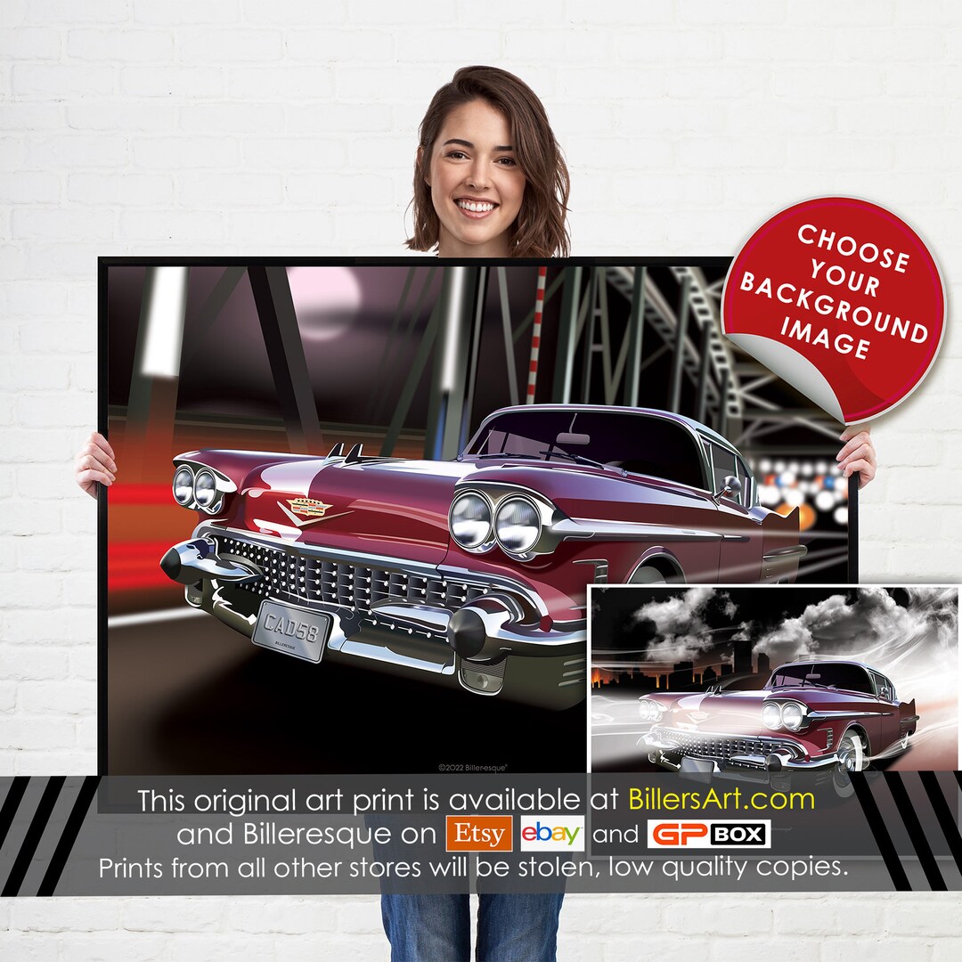 Cadillac Coupe Deville American Muscle Car Poster US 1950s Classic ...