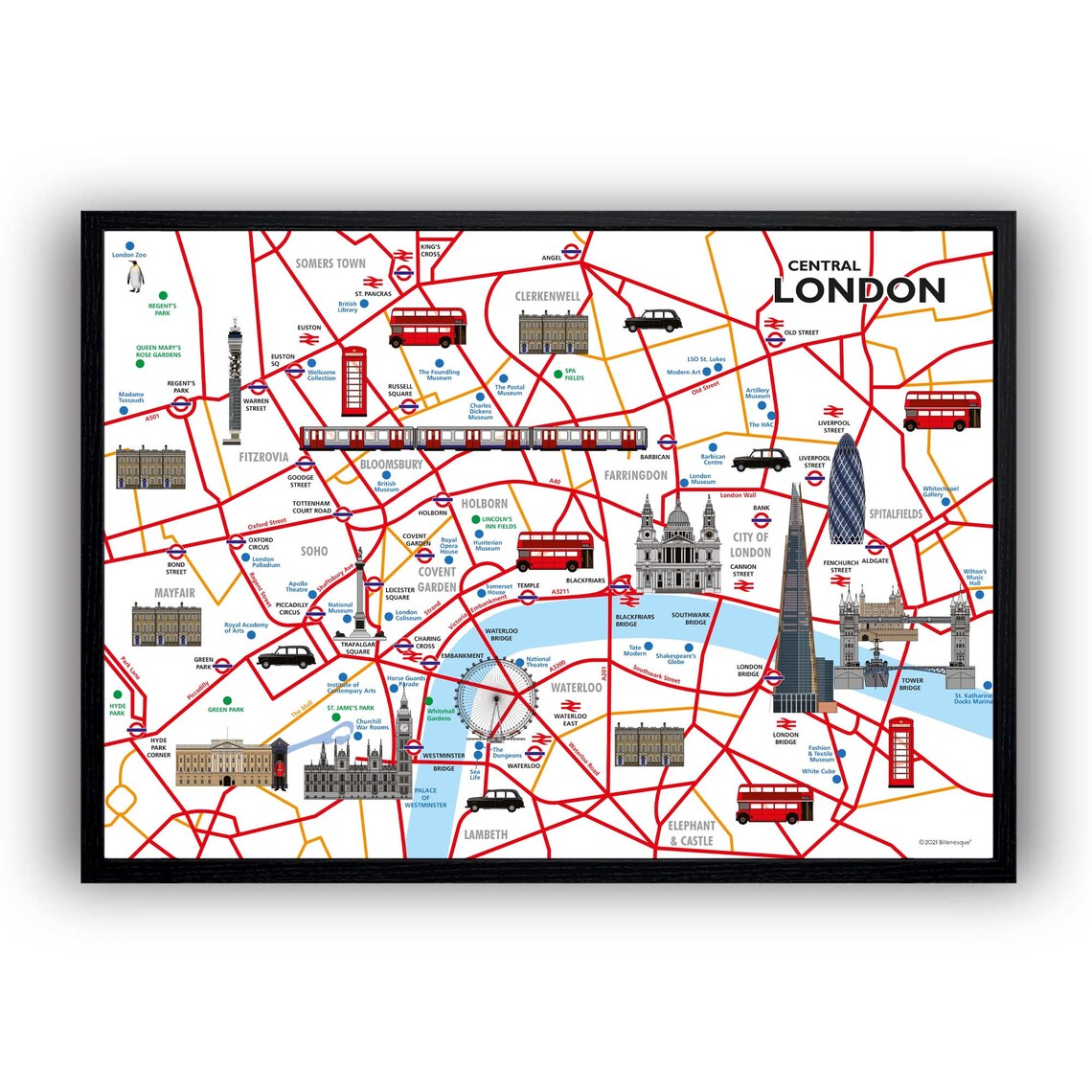 London Poster London Map Poster Print Map of London - Etsy UK
