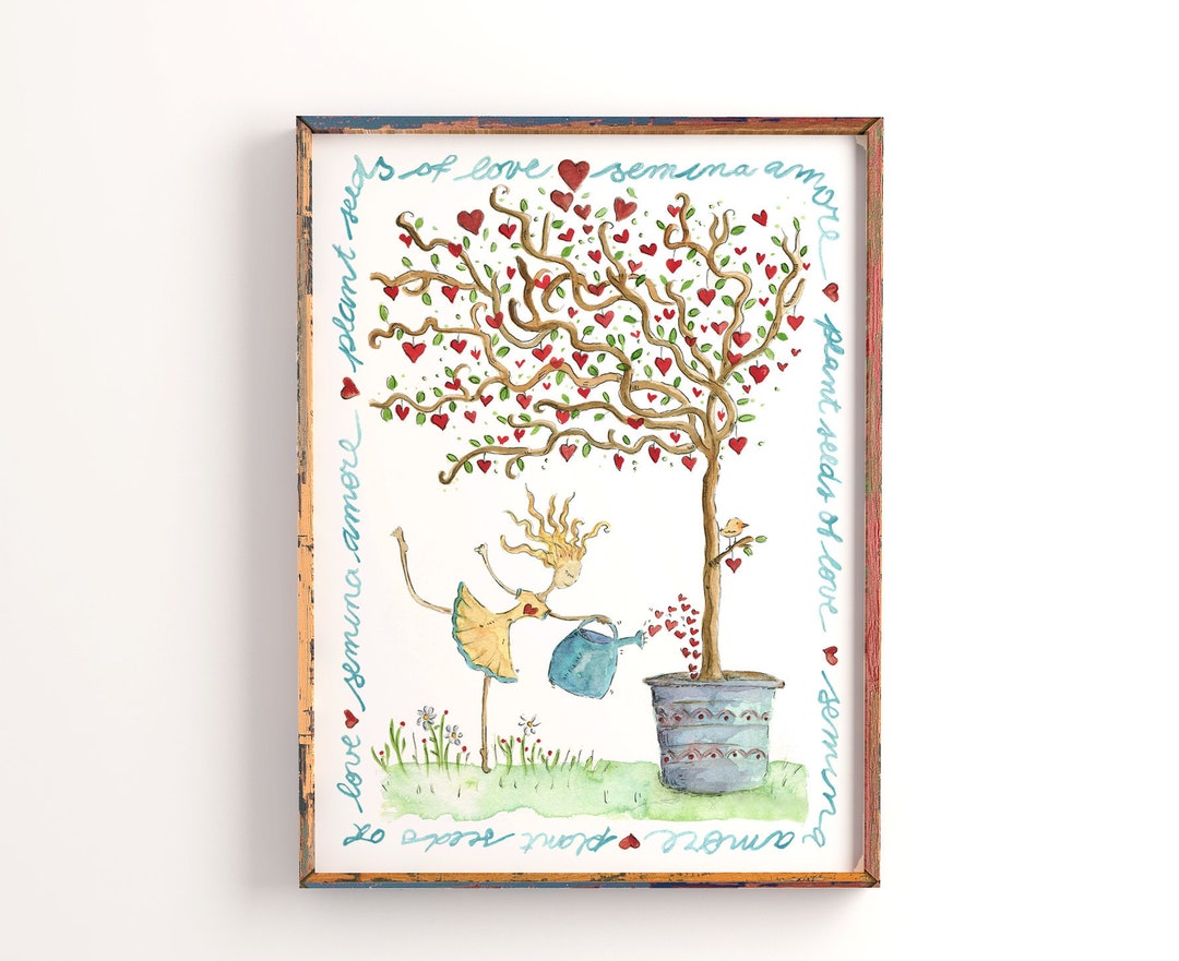 Whimsical Childrens Art, Gardening Art Print, Kids Whimsical ...