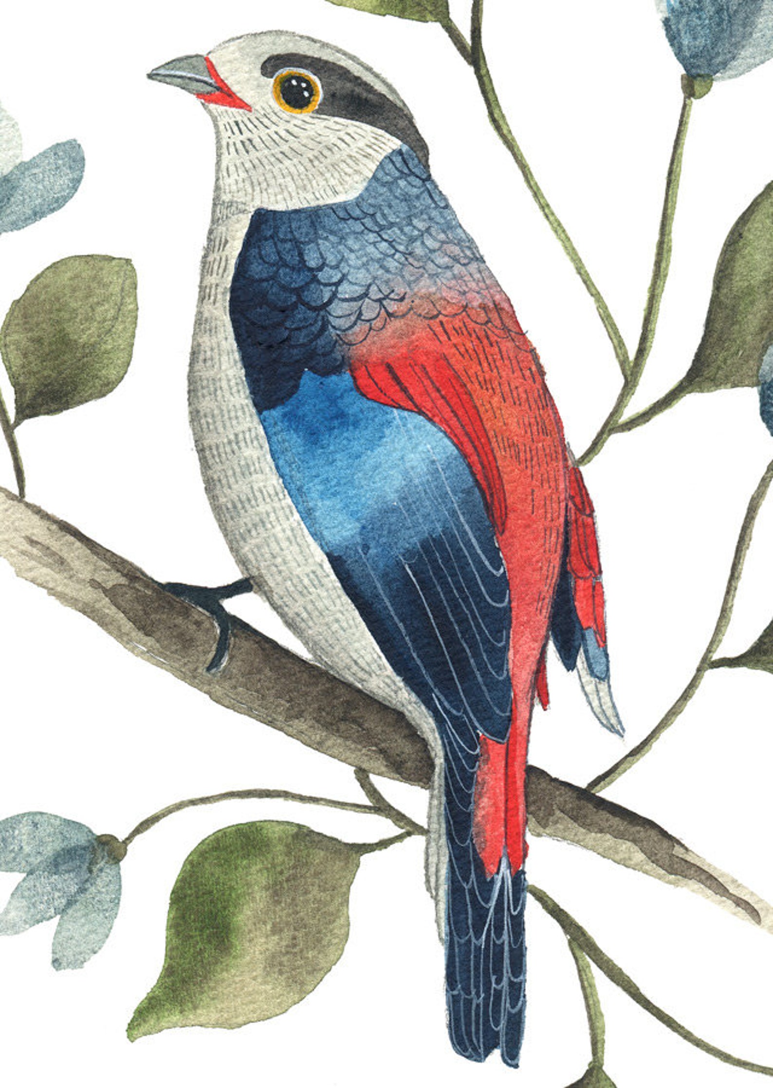 Bird Artwork Print Blue Bird Art Print Bird Wall Decor Bird - Etsy