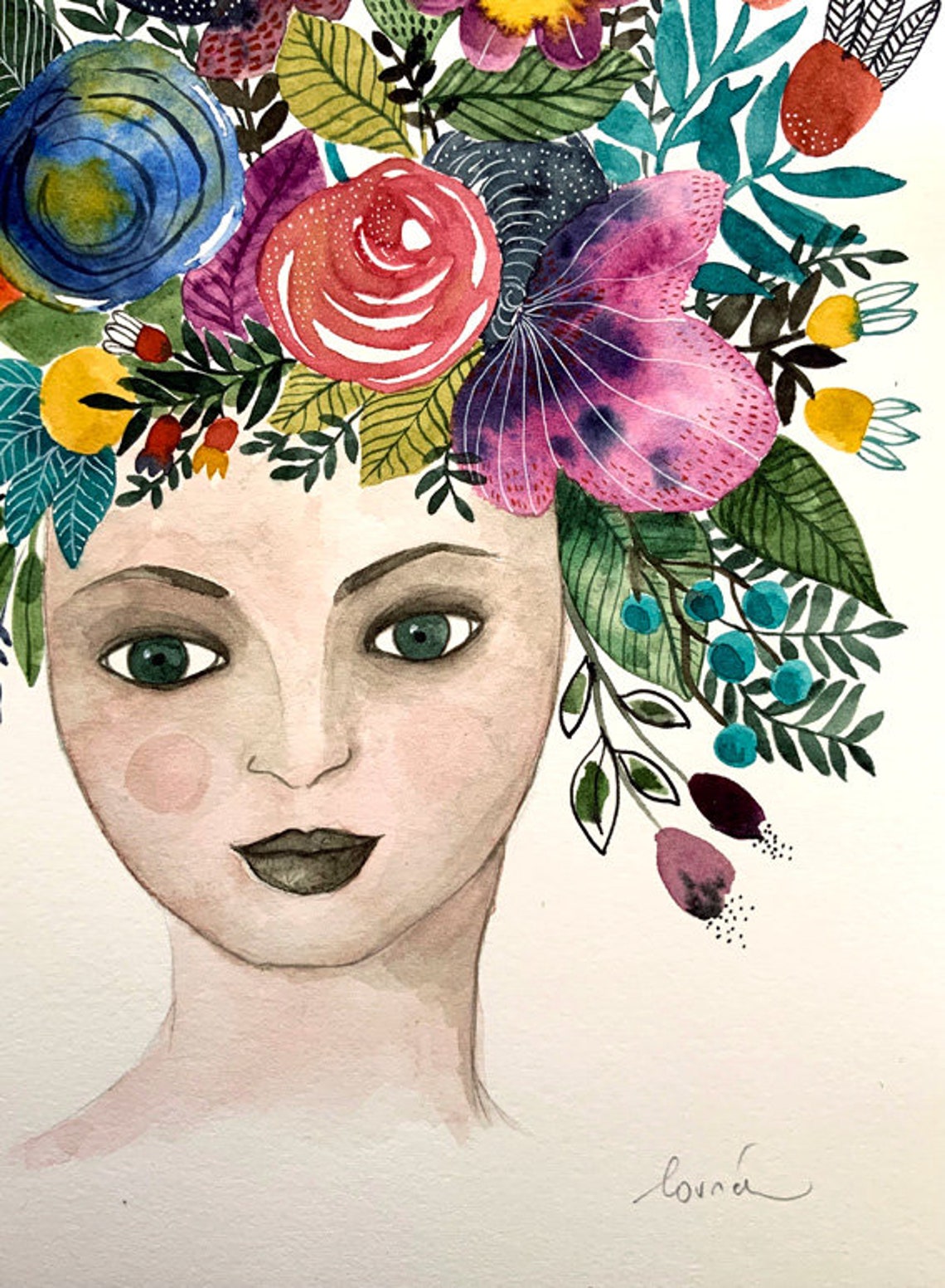 Mother Nature Original Watercolor Painting Feminine Goddess - Etsy