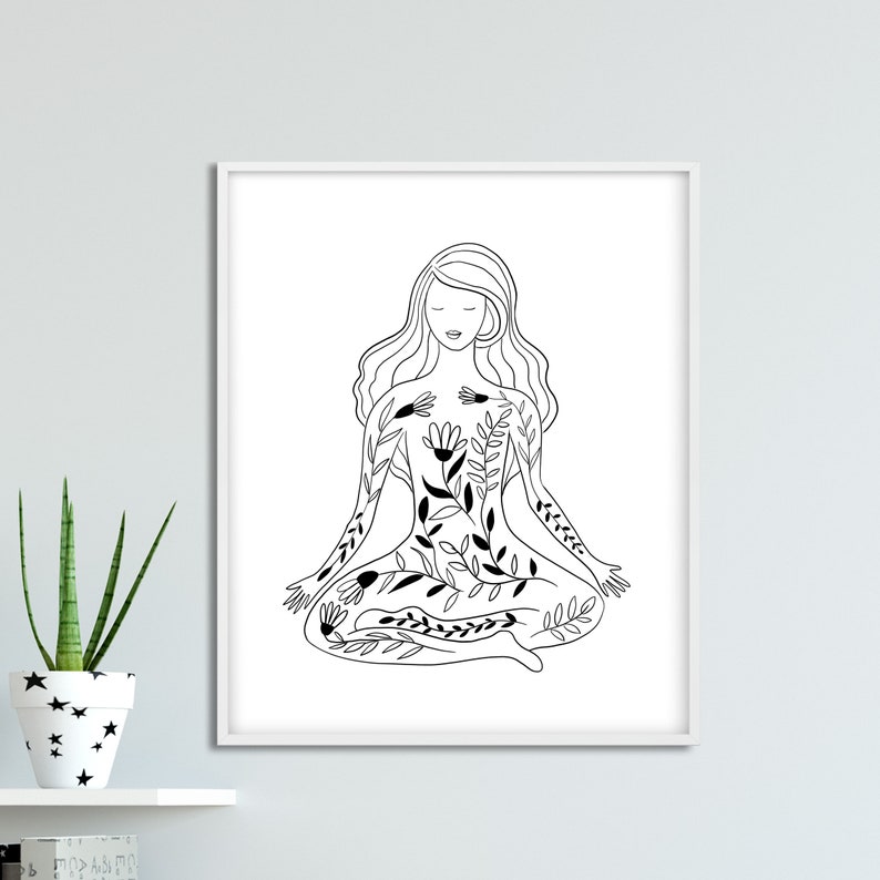 Mindfulness art print for yoga studio room Yoga poster | Etsy