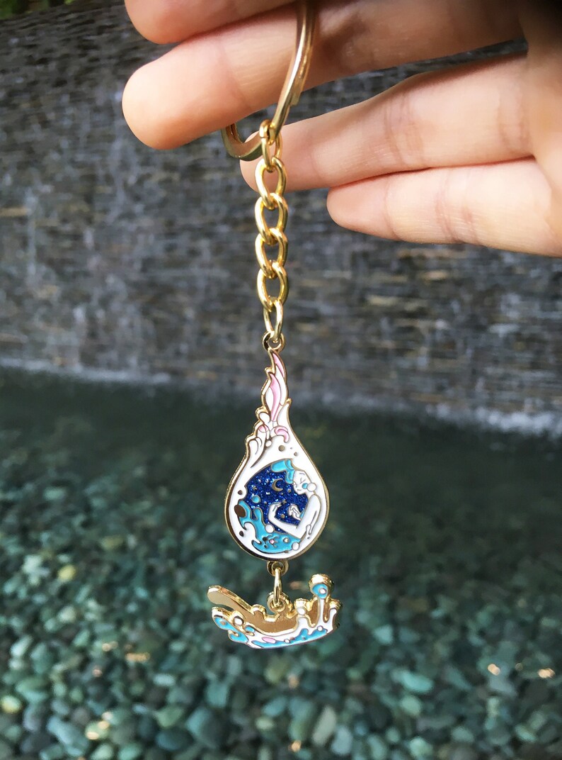 Drop of Ocean- Glitter Keychain - Etsy