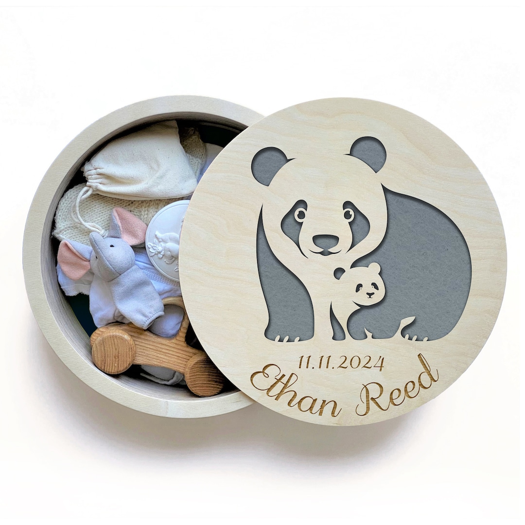 Panda Design, Panda Gift, Engraved Keepsake Box, Panda Lover, Panda ...