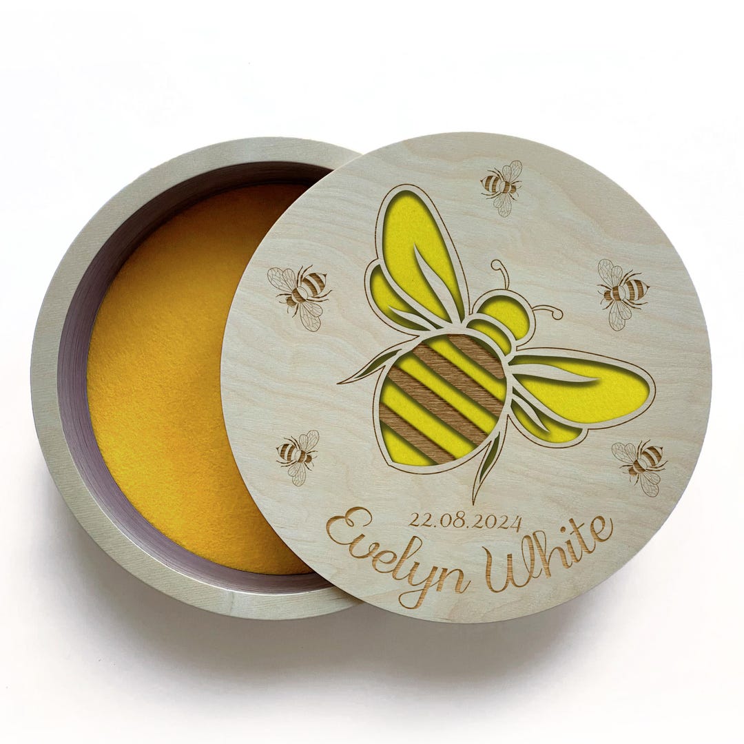 Wooden Memory Box, Bee Design, Baby Memory Box, 1 Year Old Girl Gift ...